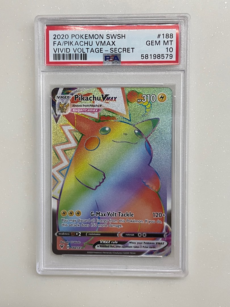 [PSA 10 ] Pokemon TCG Rainbow Pikachu Vmax #188 Vivid Voltage, Hobbies ...