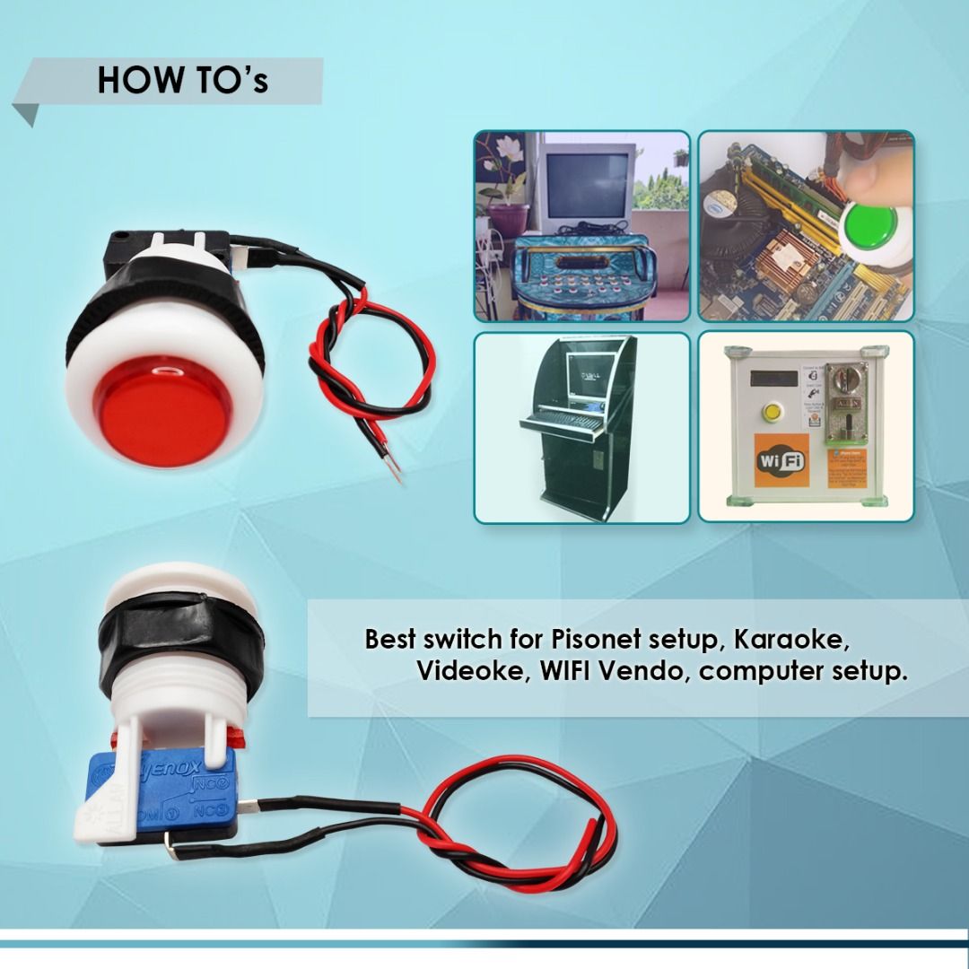 PUSH BUTTON SWITCH with MICRO SWITCH 2-PIN and 5inc WIRE, FREE M-F ...