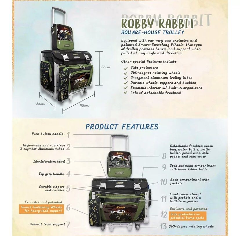 ROBBY RABBIT TROLLEY, Hobbies & Toys, Stationary & Craft, Stationery ...