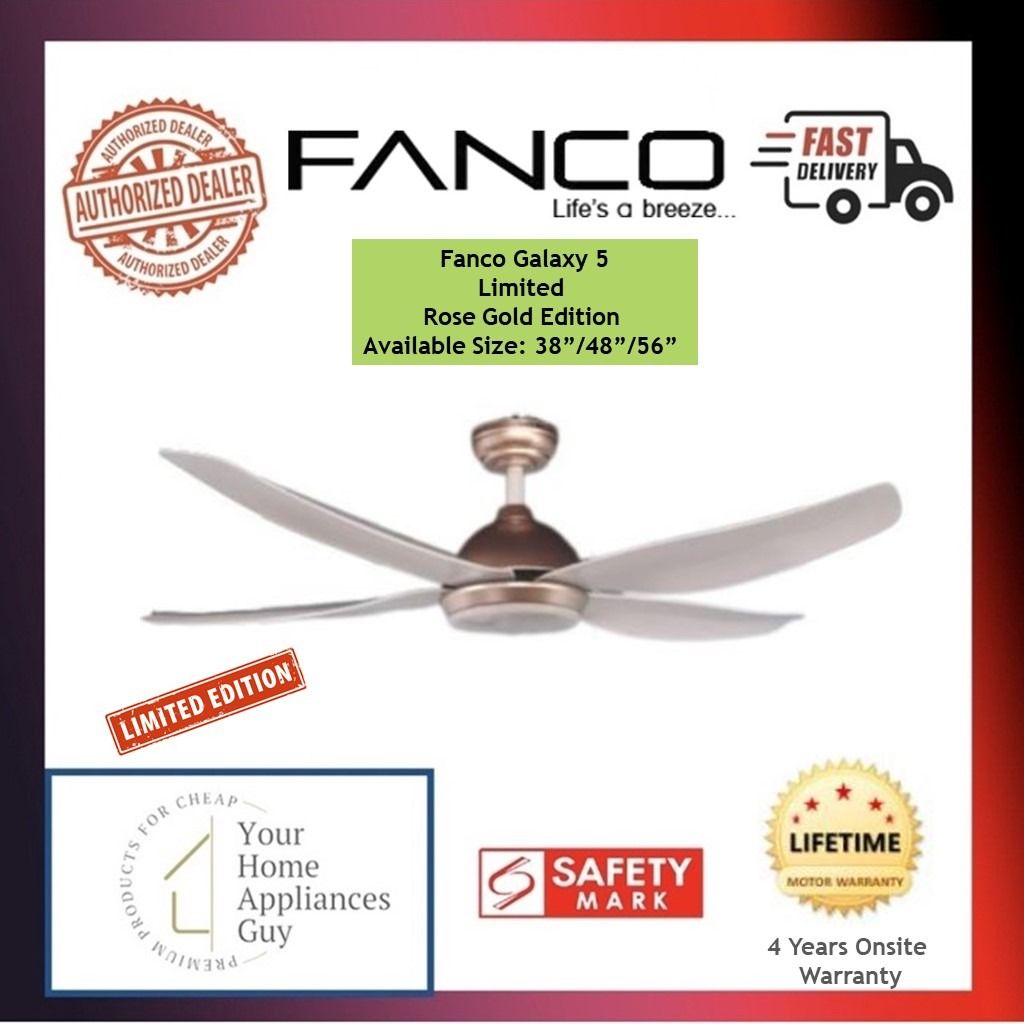 *ROSE GOLD* FANCO GALAXY 5 DC Motor Ceiling Fan with 3 Tone LED Light ...