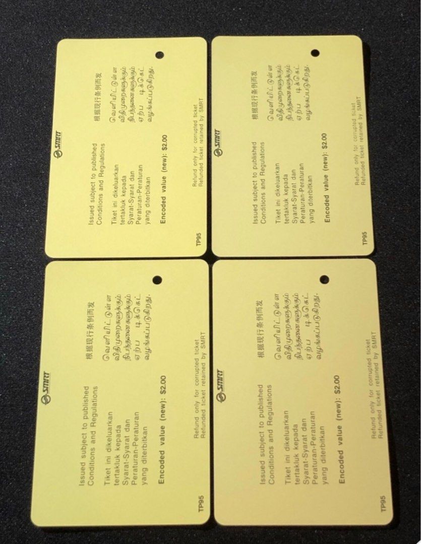 Set Of 4 SMRT Transitlink Card With Folder for $38 Per Set ( Triumph ...
