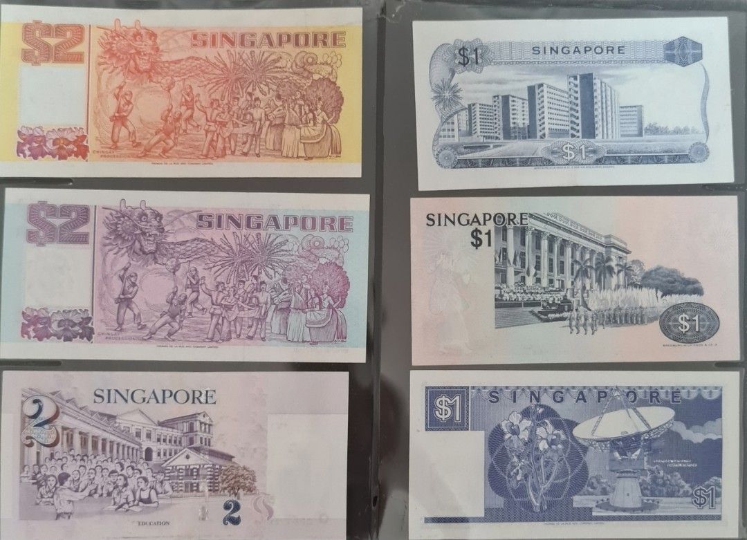 Singapore Notes Orchird, Bird and Ship Series $1 & $2 inclded President ...