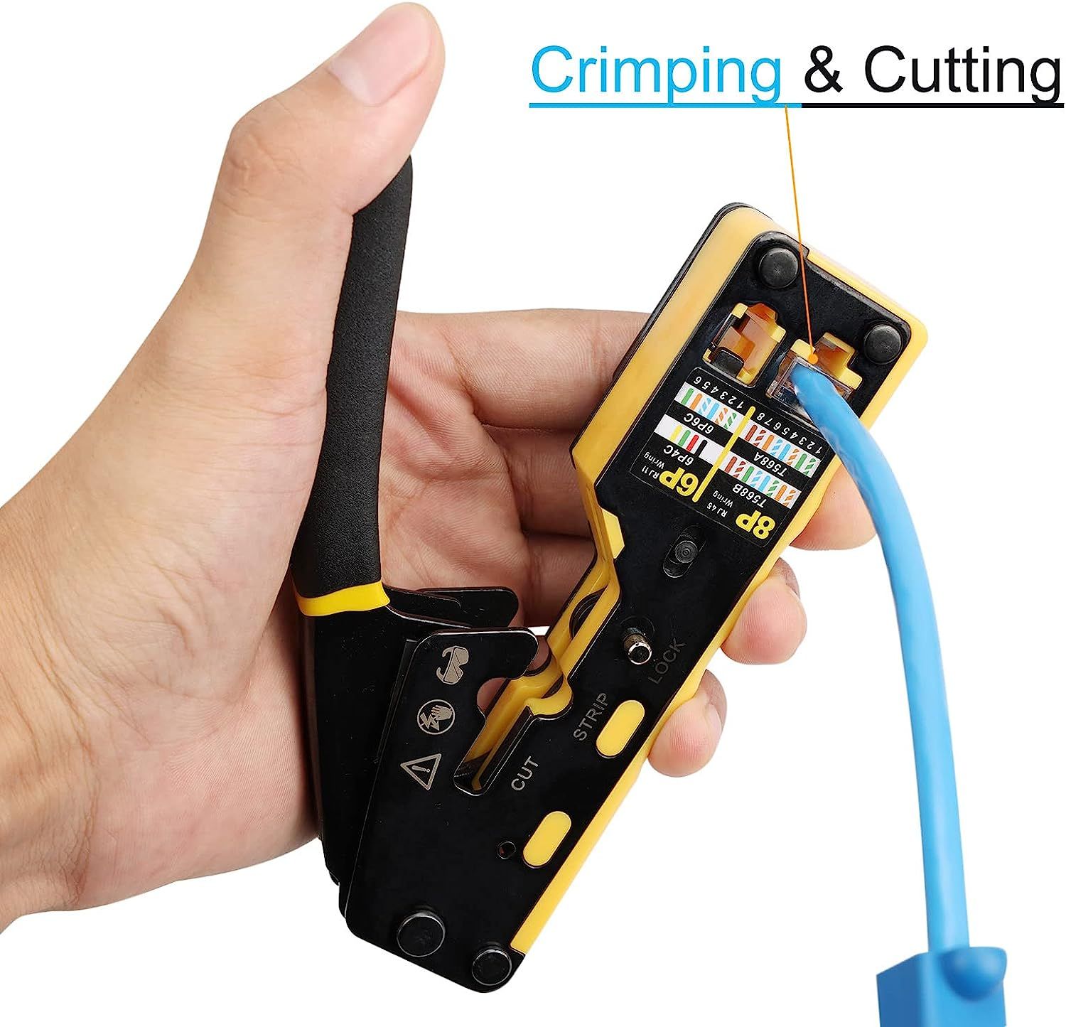 Solsop Pass Through RJ45 Crimp Tool Kit Ethernet Crimper CAT5 Cat5e ...