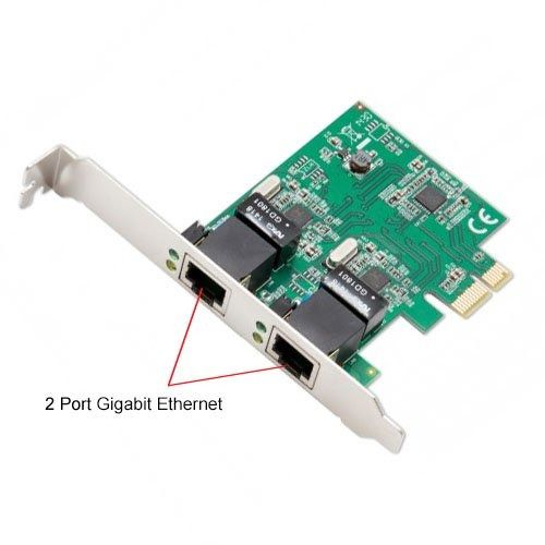 Syba Dual Port Gigabit Ethernet PCI Express 2.1 PCI-E x1 Network Adapter Card (NIC) 10/100/1000 ...