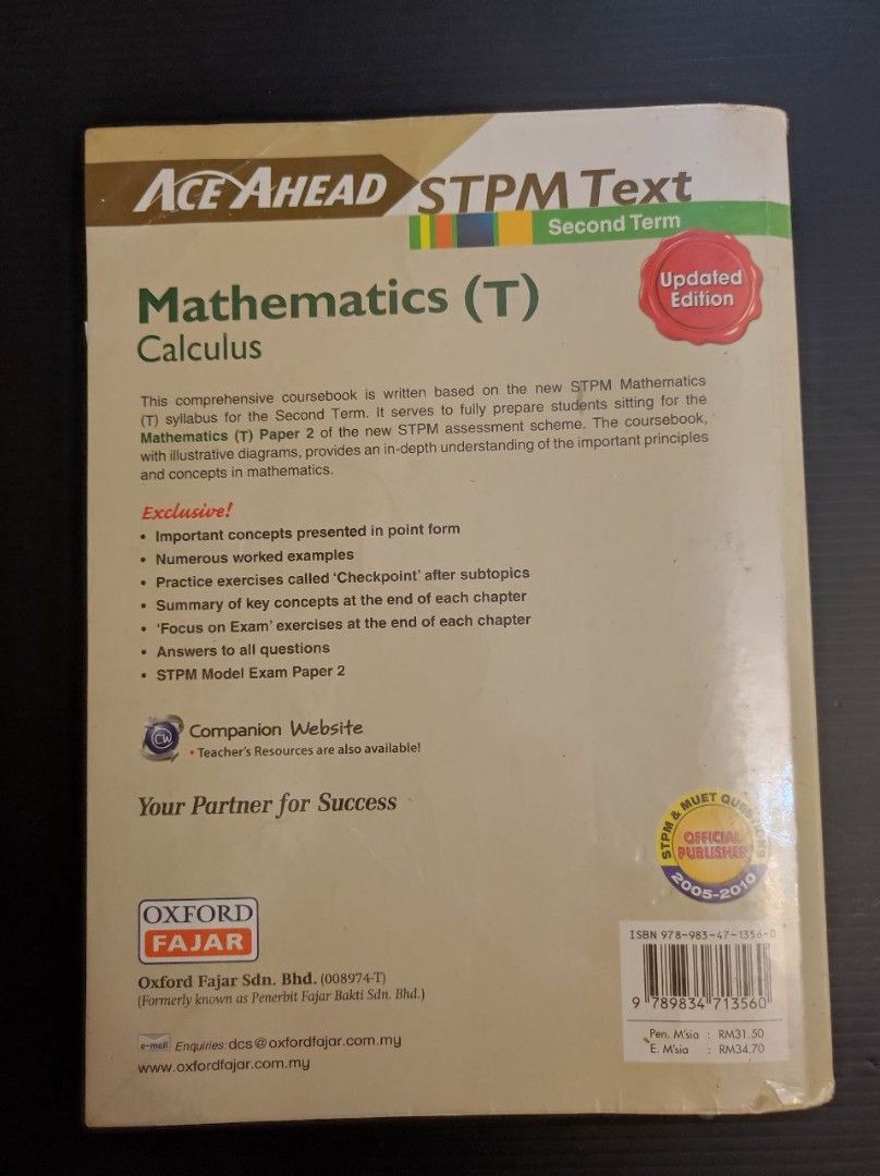 STPM Maths T Sem 2 OXFORD ACE AHEAD, Hobbies & Toys, Books & Magazines ...