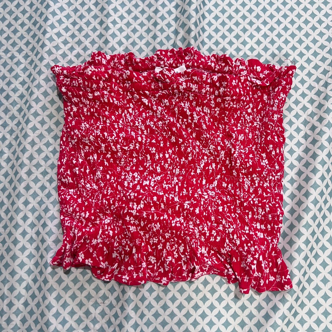 SUPRE Floral Red Tube Top on Carousell