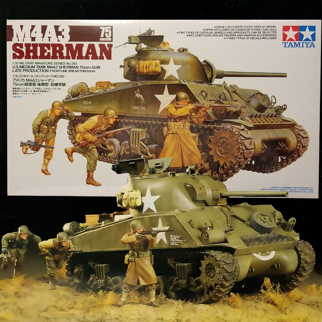 TAMIYA M4A3 SHERMAN TANK "FRONTLINE BREAKTHROUGH" MODEL KIT 35250 3300 ...