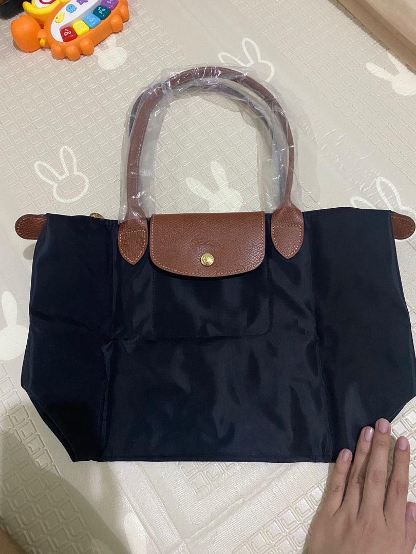 Tas longchamp le pliage black small long handle original, Fesyen Wanita ...