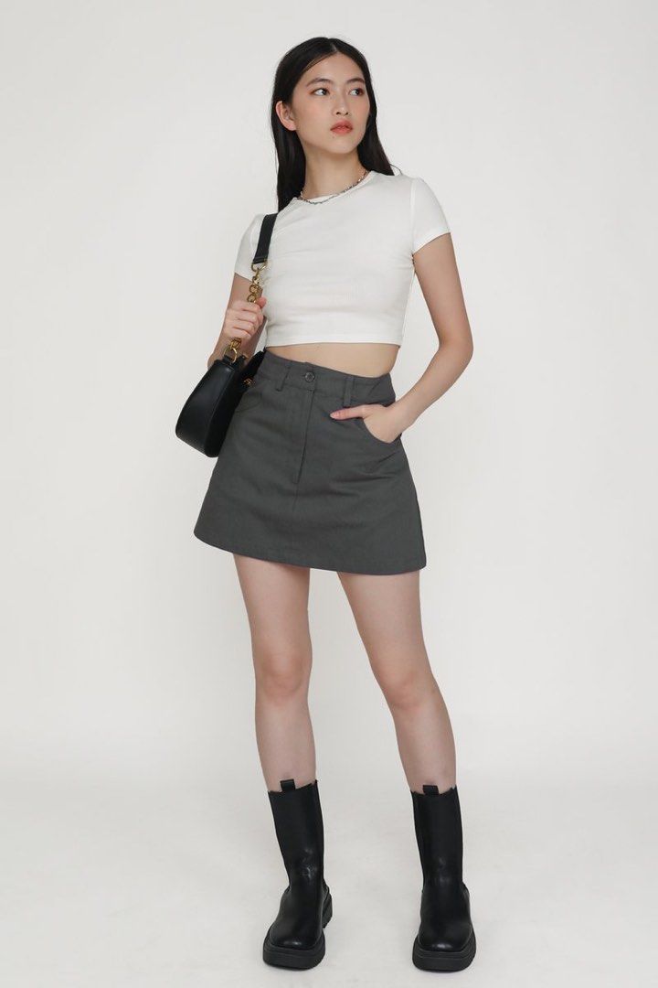 Brand New TTR Peyson Basic Skorts (Grey), Women's Fashion, Bottoms ...