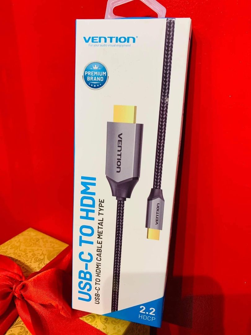 Vention 2M USB-C to HDMI Cable 4K@60Hz HDCP 2.2 PVC Cotton Braided Aluminum Alloy Black CRBBH ...