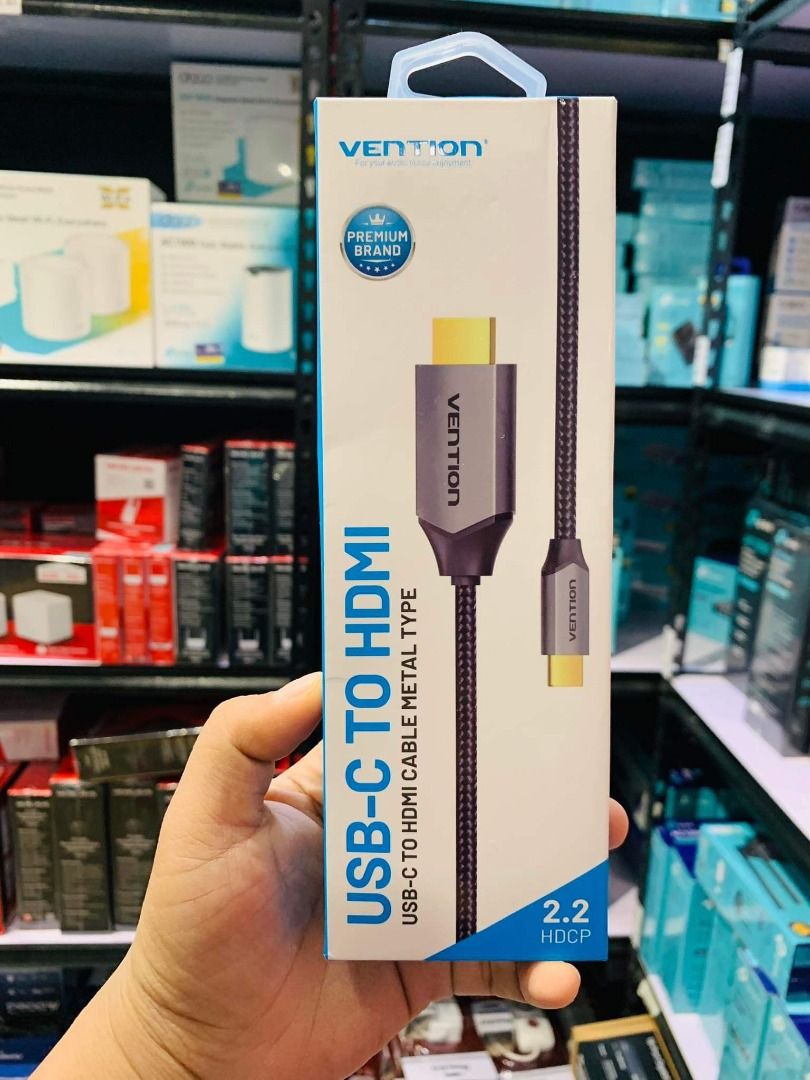 Vention 2M USB-C to HDMI Cable 4K@60Hz HDCP 2.2 PVC Cotton Braided Aluminum Alloy Black CRBBH ...