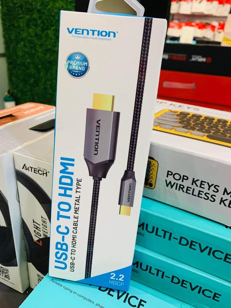 Vention 2M USB-C to HDMI Cable 4K@60Hz HDCP 2.2 PVC Cotton Braided Aluminum Alloy Black CRBBH ...