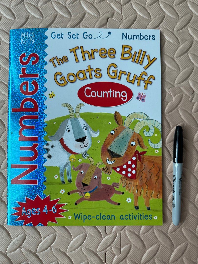 Wipe-Clean Numbers The Three Billy Goats Gruff by Miles Kelly on Carousell