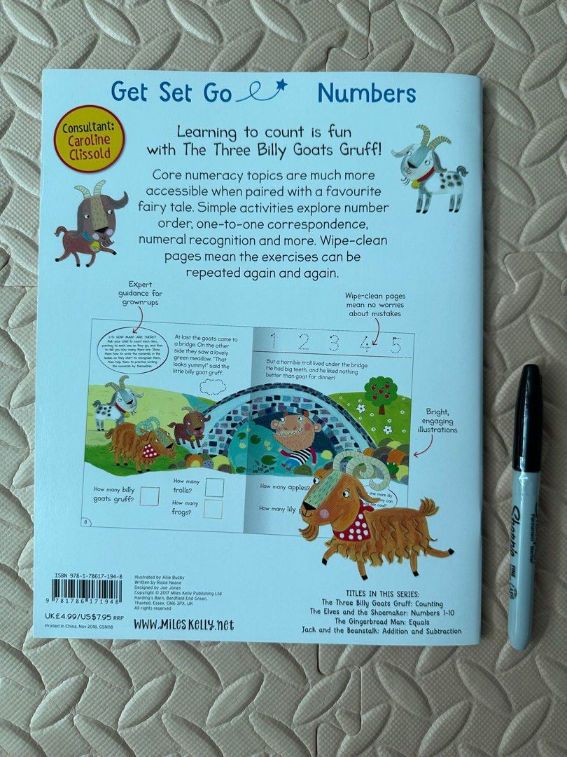 Wipe-Clean Numbers The Three Billy Goats Gruff by Miles Kelly on Carousell