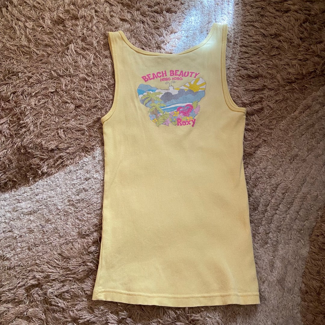 Y2k/Coconut Girl - Roxy Graphic Pastel Yellow Sando on Carousell