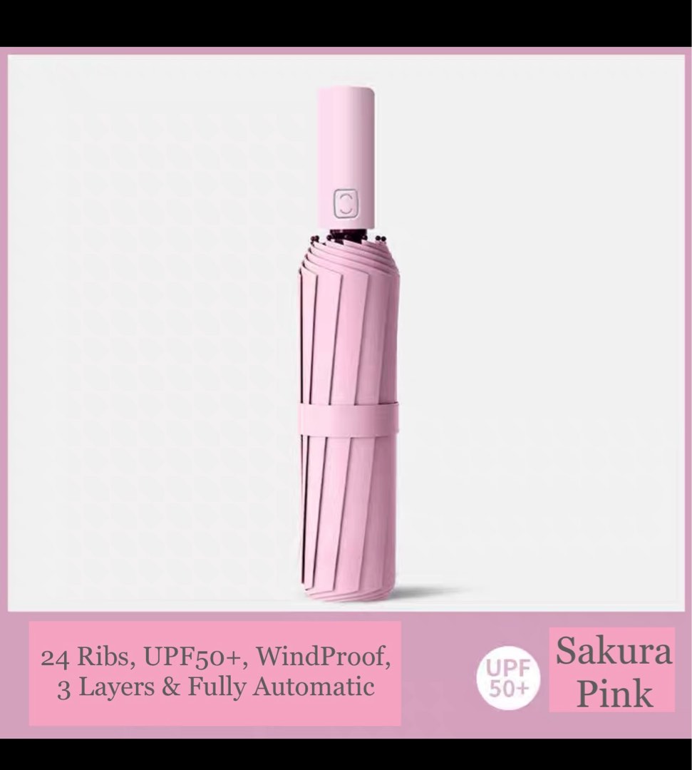 24-RIBS UPF50+ UMBRELLAS 3 Layers Reinforced Frame With Fiberglass - Solid Automatic Handle ...