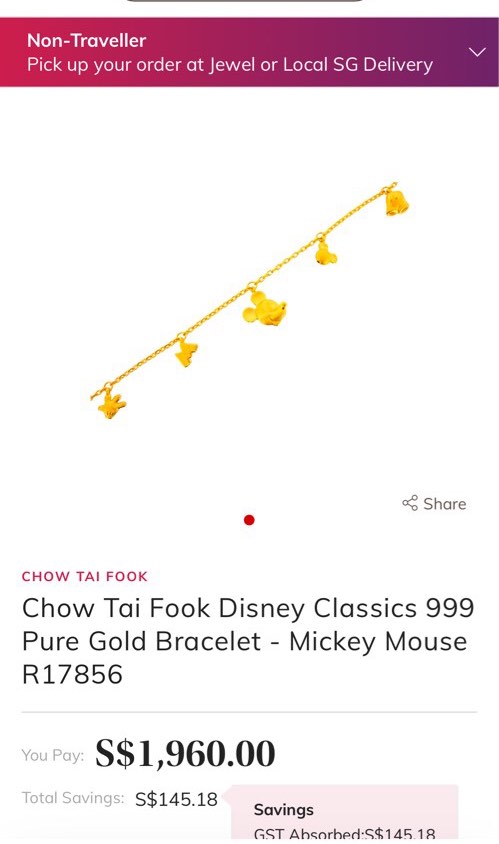 999 gold chow tai Fook Disney classic Mickey Mouse bracelet, Luxury ...