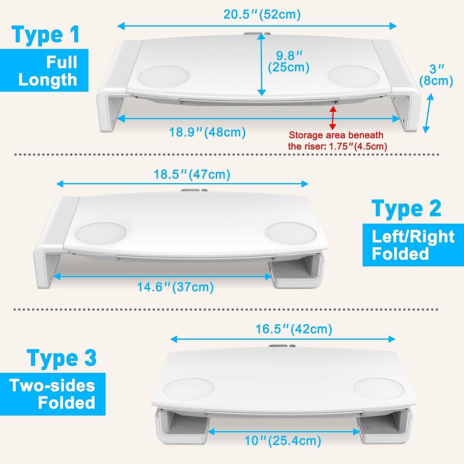 AboveTEK Monitor Stand Riser, Foldable Computer Monitor Riser with ...