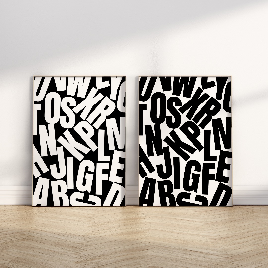 Modern Wall Art, Typo Wall Art, Abstract Alphabets, Furniture & Home ...
