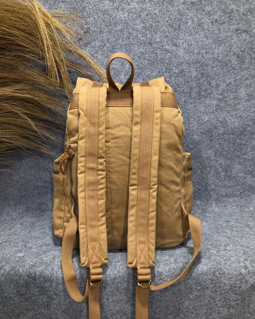 Backpack kanvas kulit, Fesyen Pria, Tas & Dompet , Ransel di Carousell