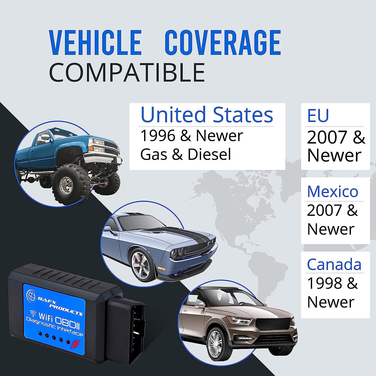 BAFX Products Wireless WiFi (OBDII) OBD2 Code Reader & Scan Tool ...