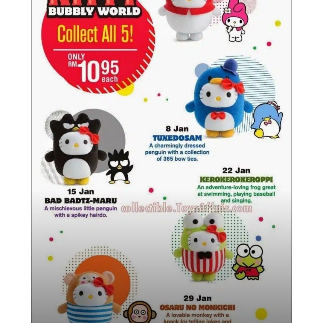 Boneka Bubbly World Hello Kitty McDonalds (per pcs), Bayi & Anak ...