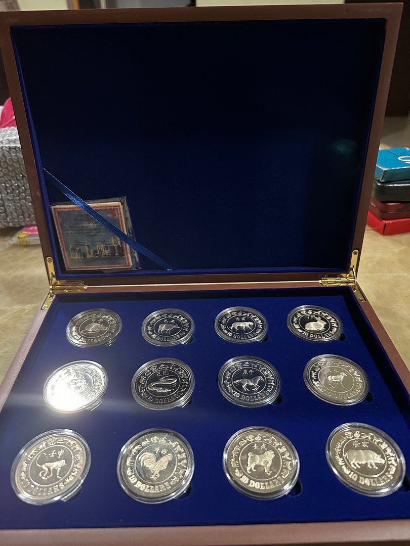 Nice box with full set of Singapore first series silver coins, Hobbies ...