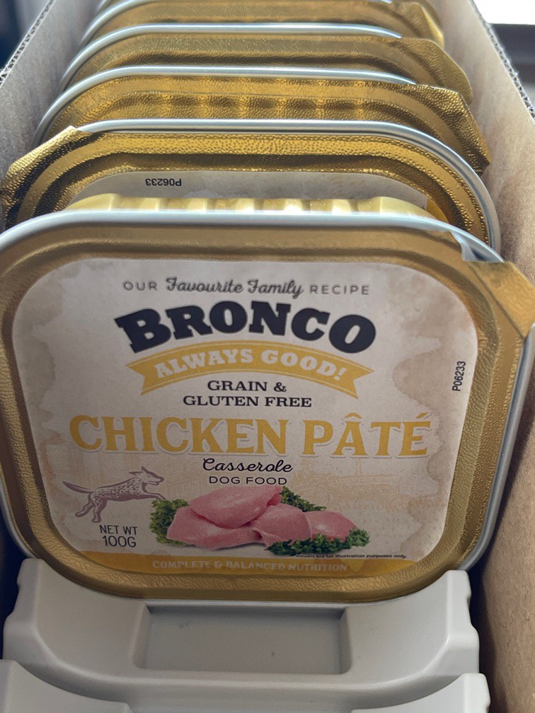 Bronco chicken Turkey pork salmon pate 37 trays, Pet Supplies, Pet Food ...