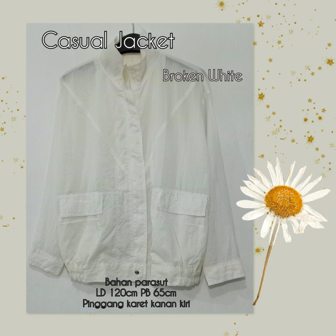 Casual Jacket Jaket Kasual Parasut, Fesyen Wanita, Pakaian Wanita, Baju Luaran di Carousell