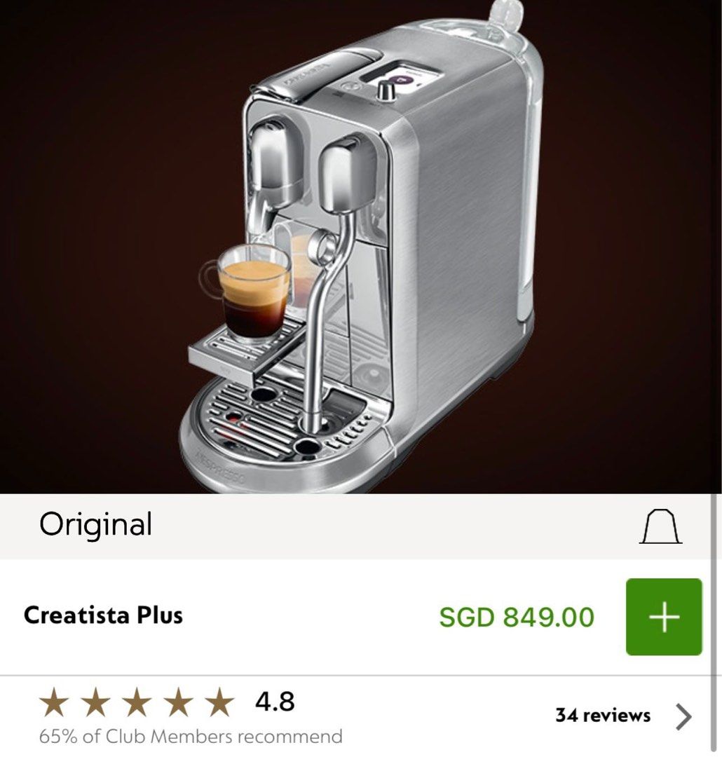Creatista plus coffee machine, TV & Home Appliances, Kitchen Appliances ...