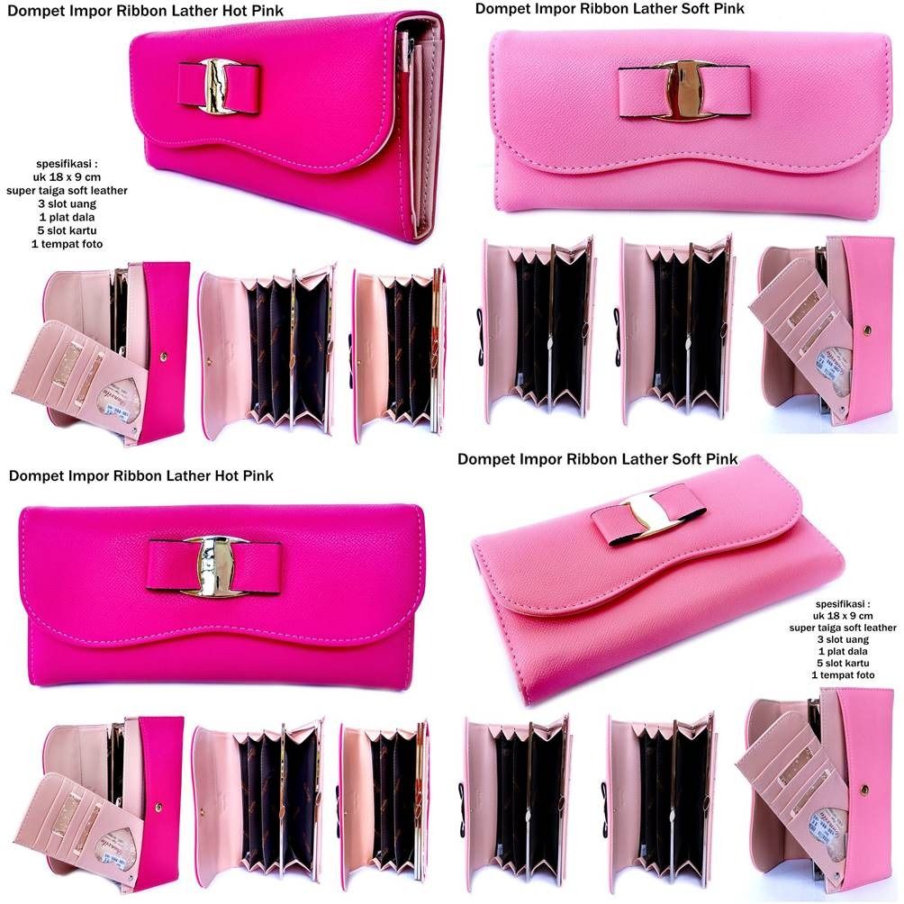 Dompet Wanita Ribbon Grand Plat Lipat Magnet, Fesyen Wanita, Tas & Dompet di Carousell