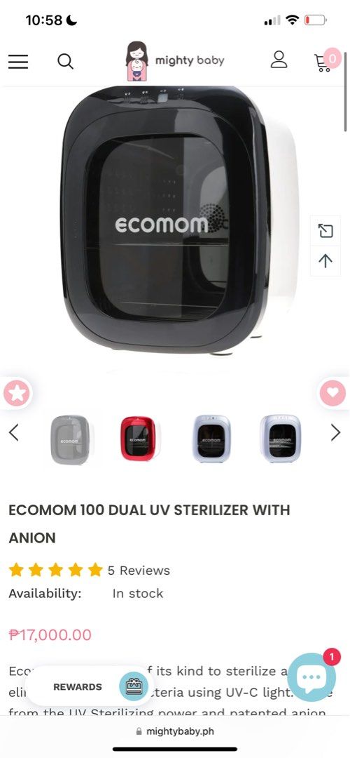 Ecomom 100 Dual UV sterilizer black- brand new, Babies & Kids, Nursing ...