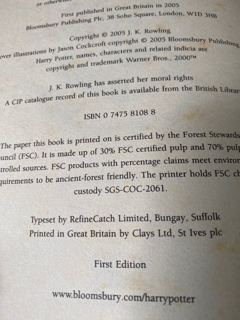 Harry Potter Book 6 - first edition with rare misprint , Hobbies & Toys ...