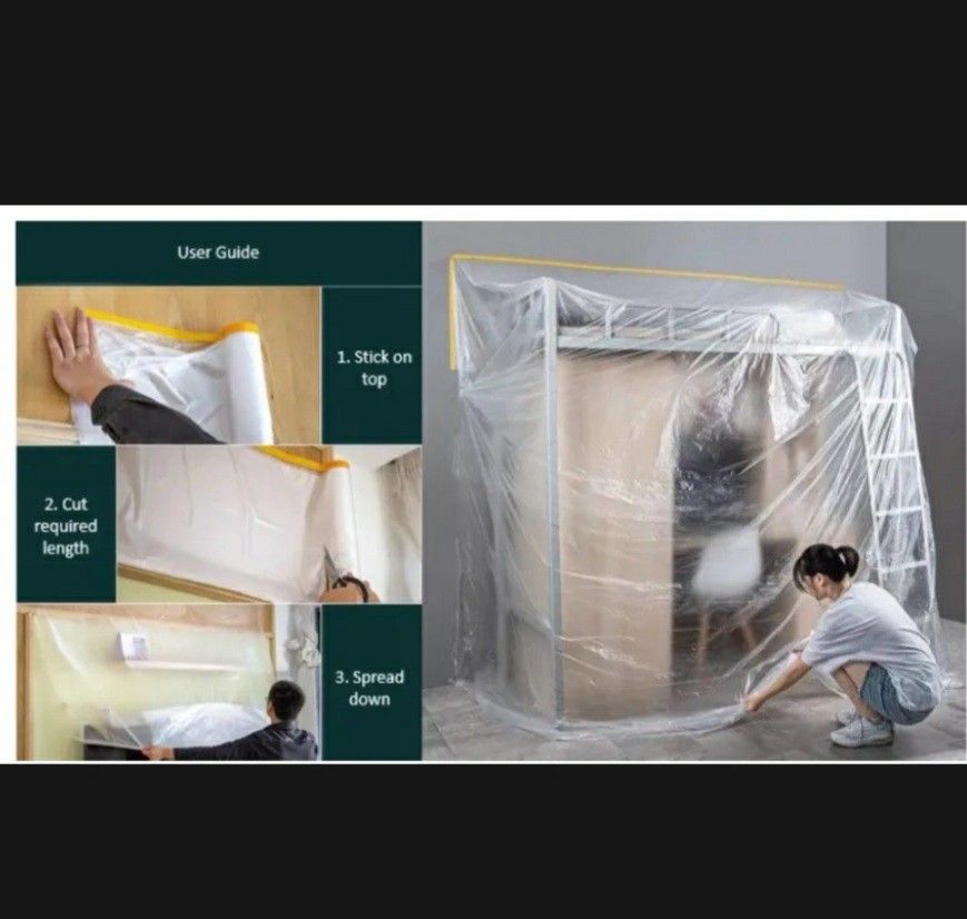 Buy 1 roll free half roll (estimated) Plastic dust cover for renovation ...