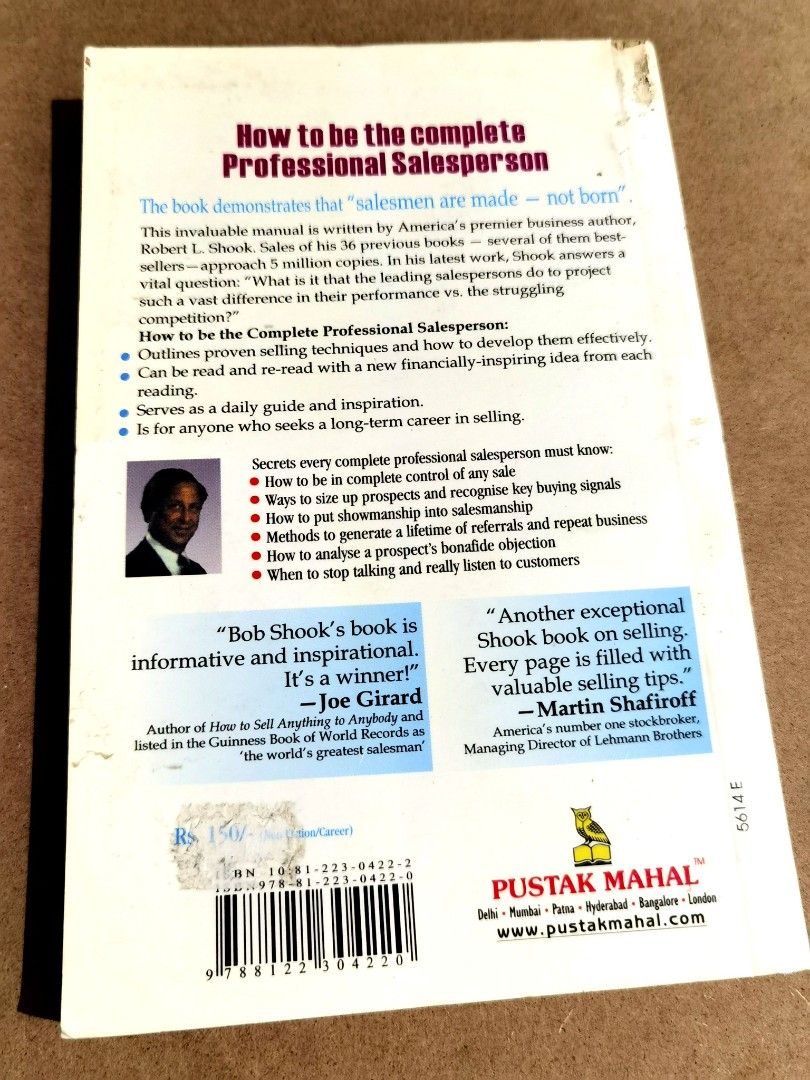 How To Be The Complete Professional Salesperson Book By Robert L Shook ...