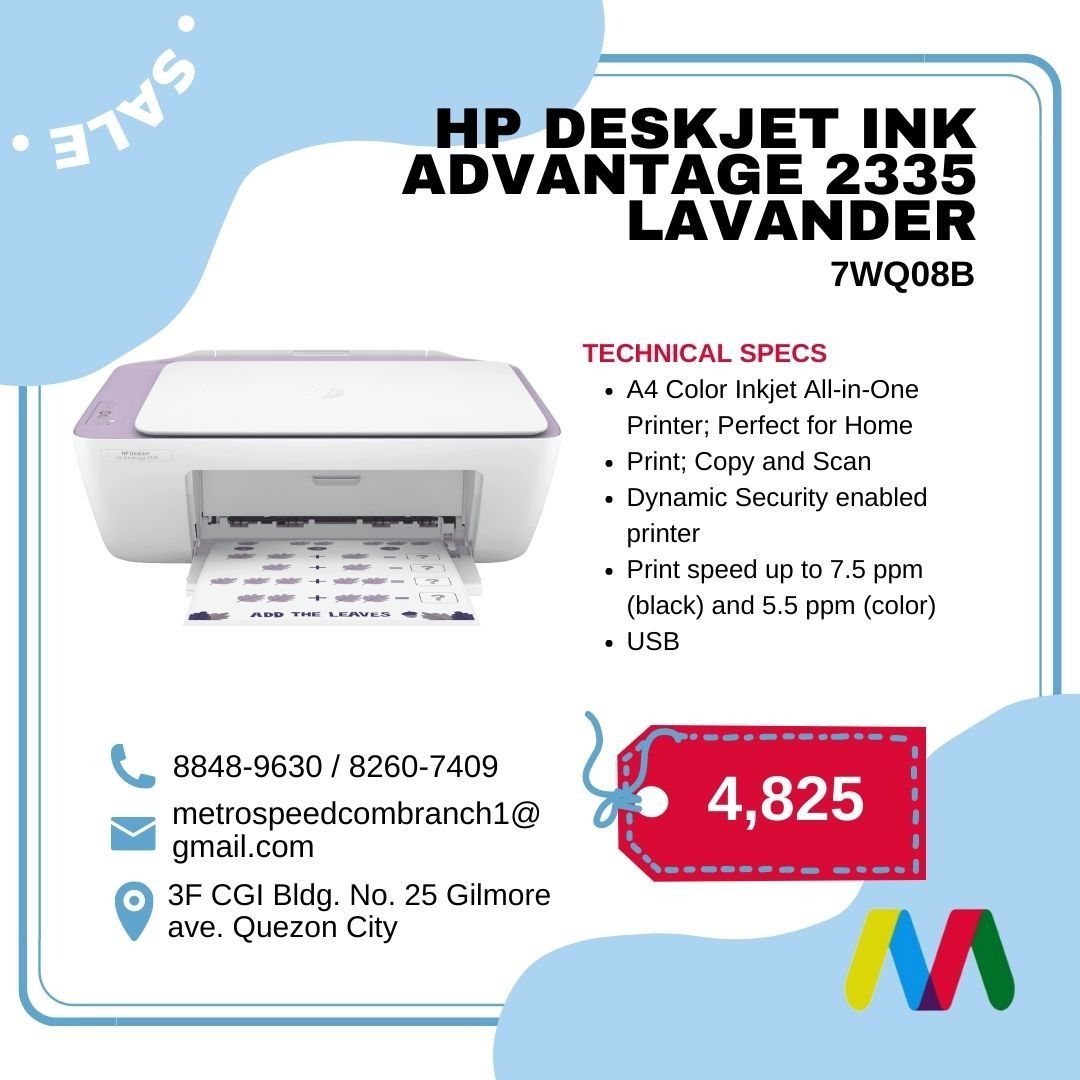 HP DESKJET INK ADVANTAGE 2335 (LAVANDER), Computers & Tech, Printers ...