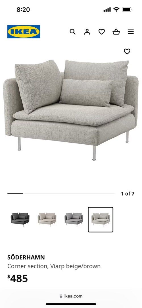 Ikea Corner section sofa, Soderhamn in beige/brown, Furniture & Home ...