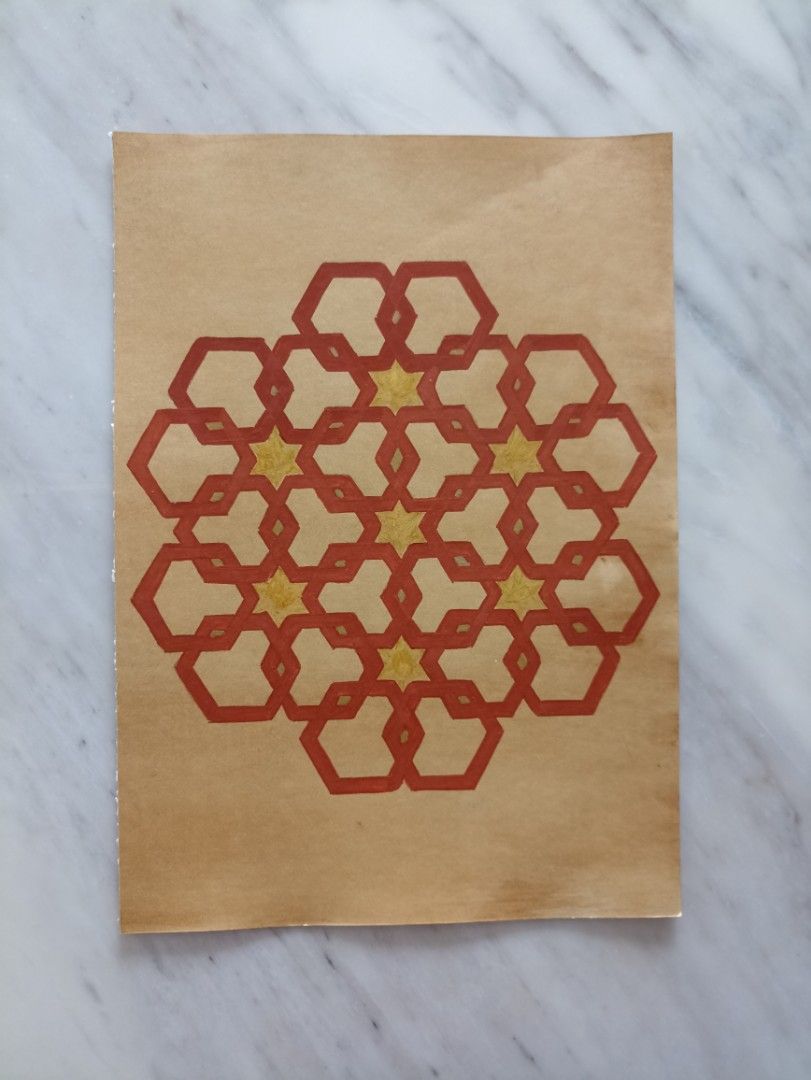 Islamic geometry art on A4 size paper with frame, Hobbies & Toys ...