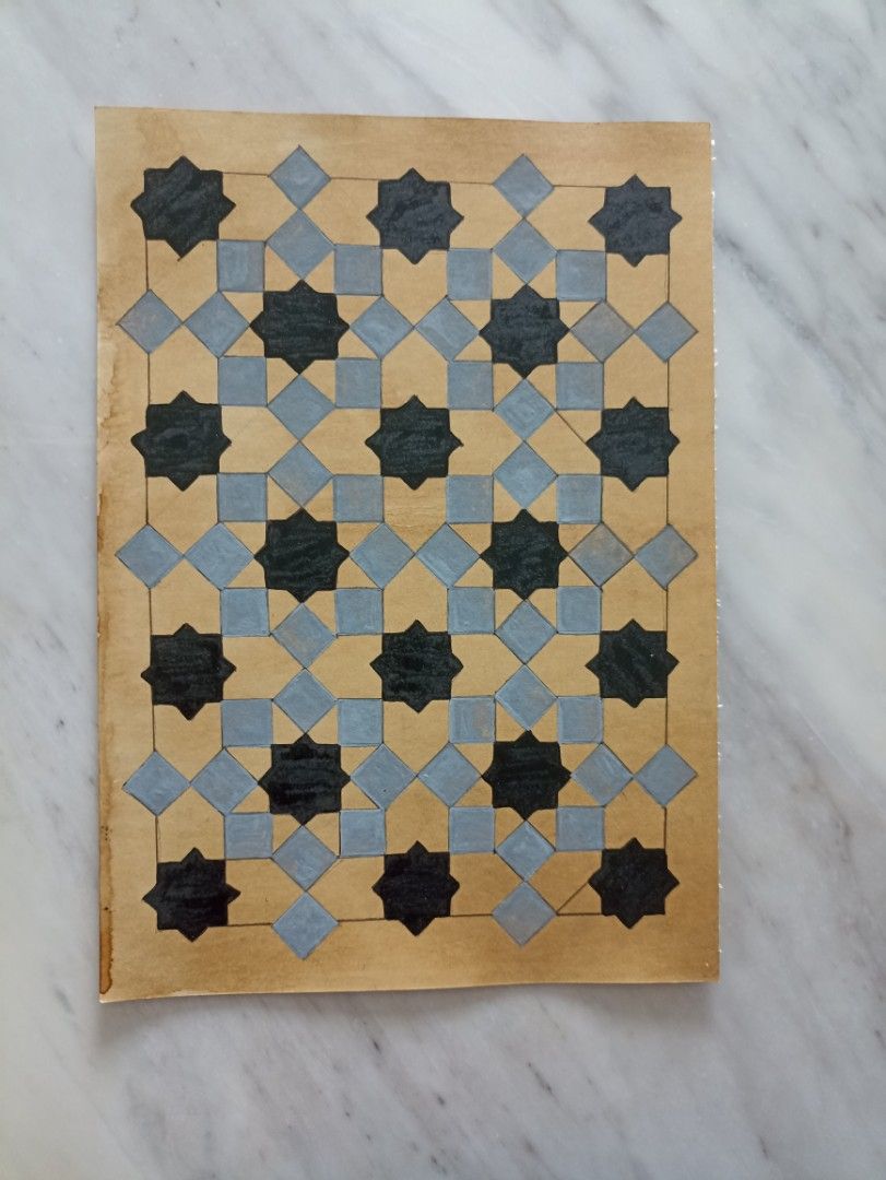 Islamic geometry art on A4 size paper with frame, Hobbies & Toys ...