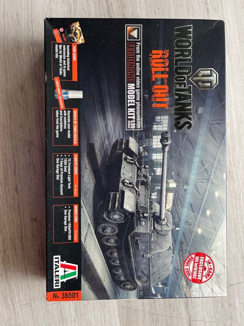 ITALERI World of Tanks Ferdinand Model Kit 1:35 Scale (No. 36501 ...