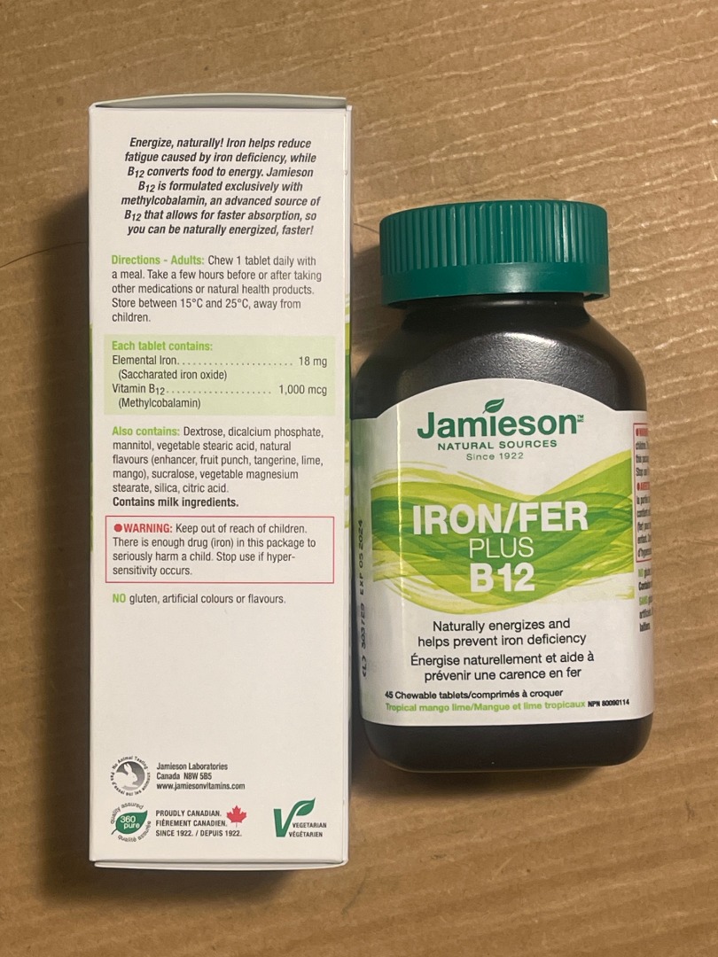 Jamieson Iron + Vitamin B12, 健康及營養食用品, 健康補充品, 健康補充品 - 維他命及補充品 - Carousell