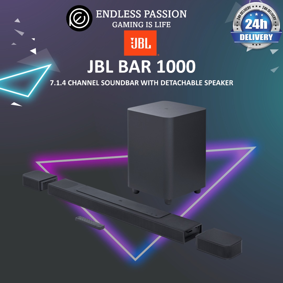 JBL Bar 1000 Pro Soundbar With Wireless Subwoofer (Black), Audio ...