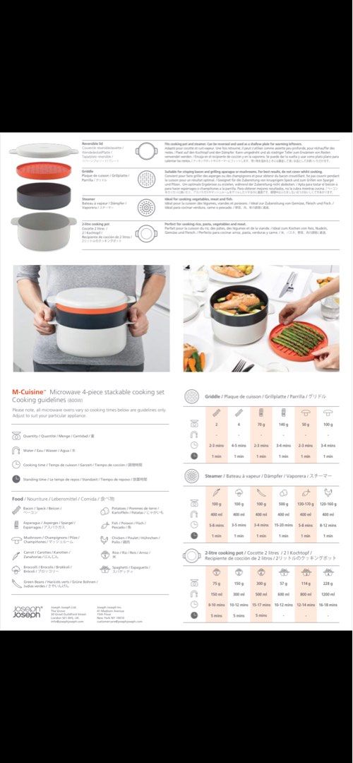 Joseph joseph M-CuisineTM Microwave 4-piece stackable cooking set, Furniture & Home Living ...