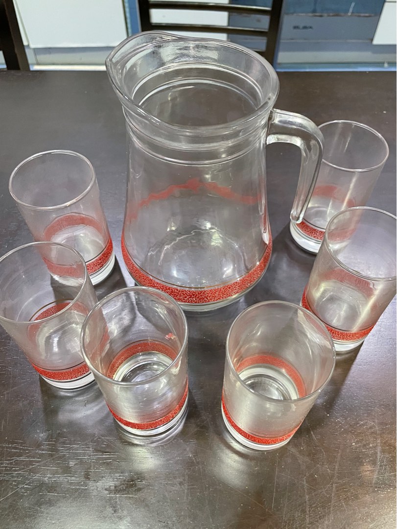 Jugs and glasses/ set jag dan gelas minuman, Furniture & Home Living ...