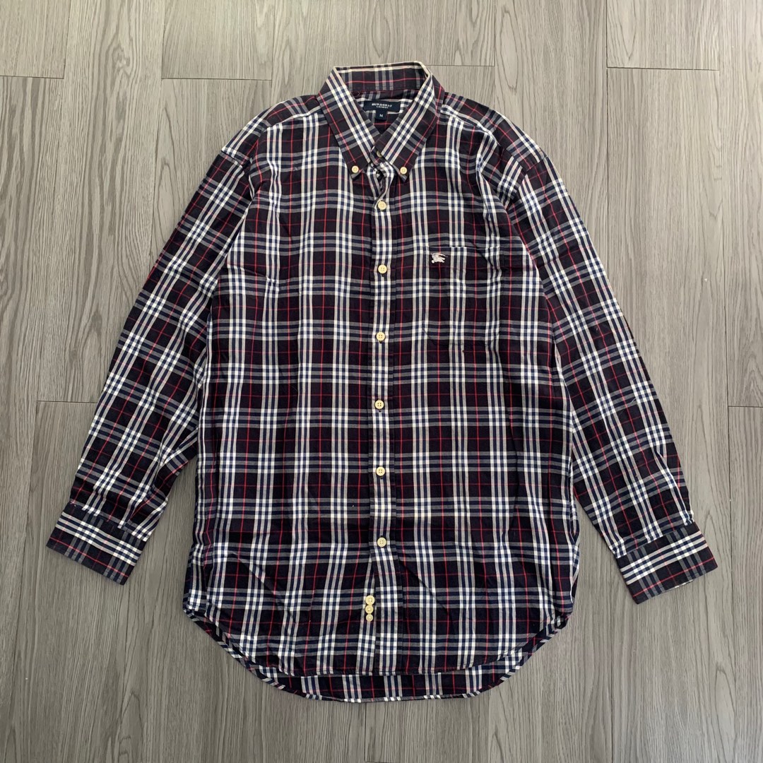 Kemeja Burberry Black Pattern, Fesyen Pria, Pakaian , Atasan di Carousell
