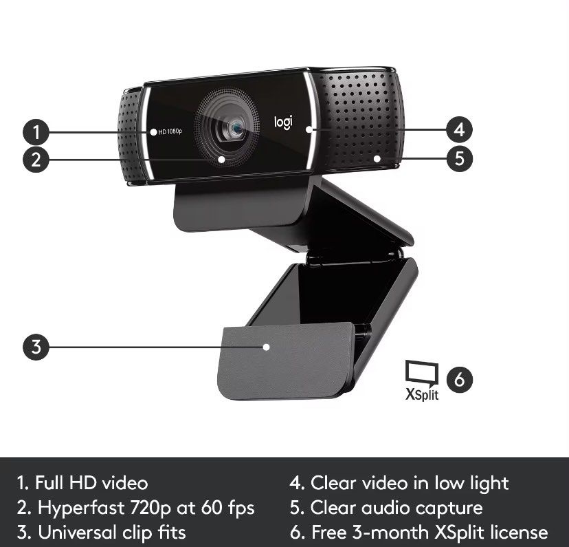 Logitech C922 Pro Stream Webcam, Computers & Tech, Parts & Accessories ...