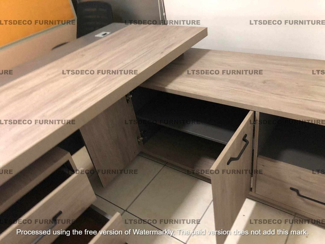 L-SHAPE TABLE WITH DRAWERS OFFICE PARTITION FURNITURE on Carousell