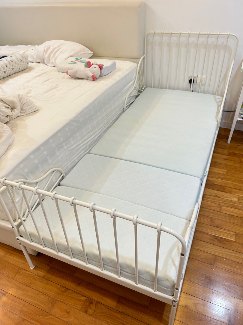 MINNEN Extendable bed, white, 80x200 cm, Babies & Kids, Baby Nursery ...