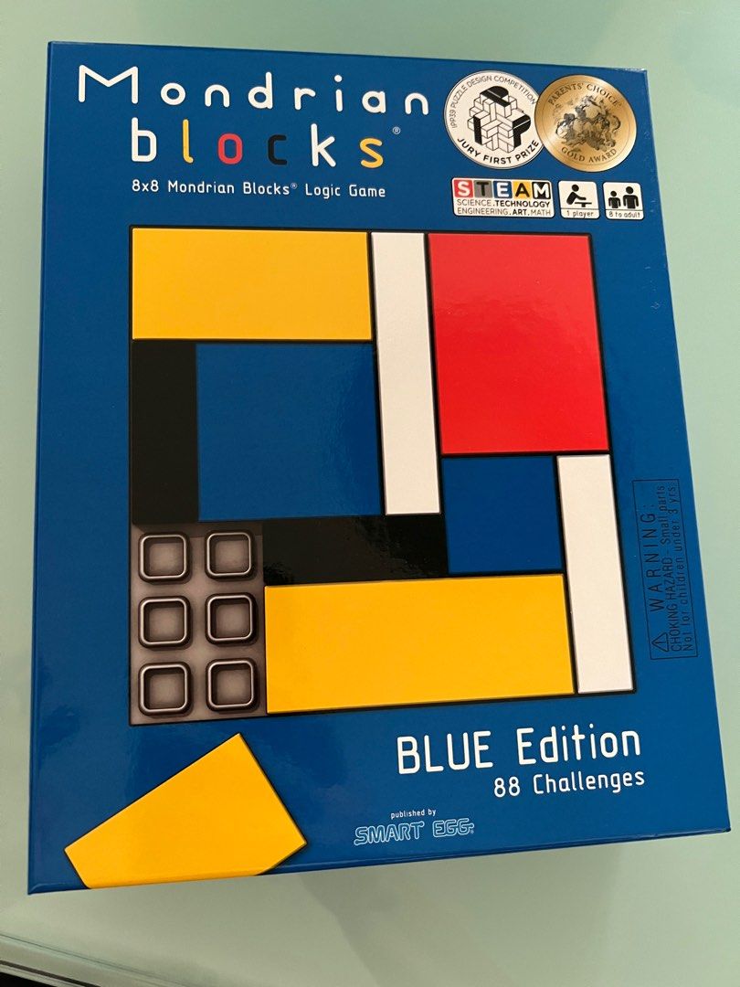 Mondrian Blocks 8X8 Logic Game (Blue Edition), 興趣及遊戲, 玩具 & 遊戲類 - Carousell