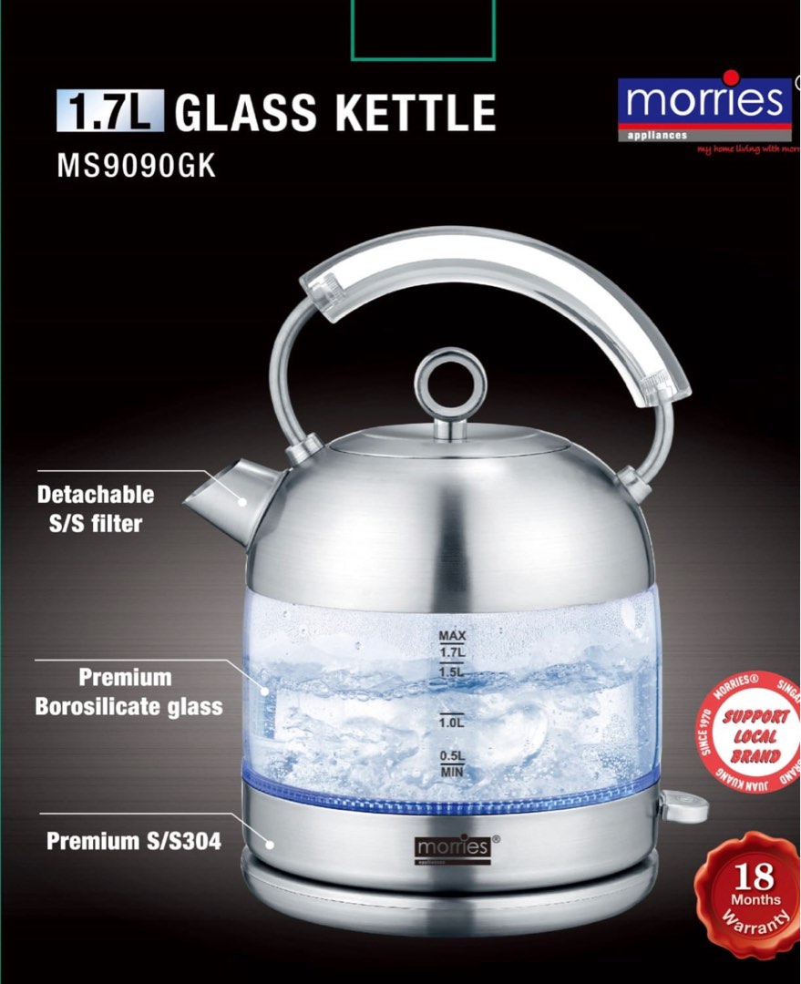 Morries Glass Kettle, TV & Home Appliances, Kitchen Appliances, Kettles ...